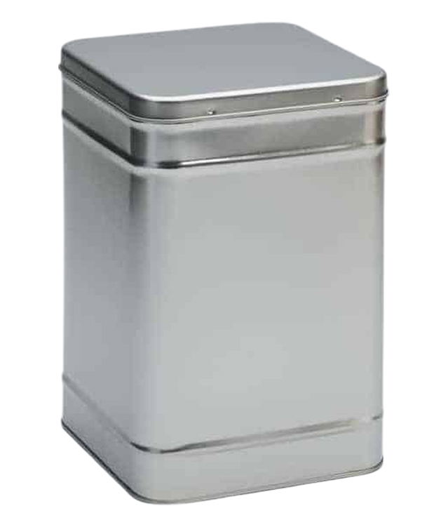 Buy Rectangular Tea Caddy Push Lid Silver 1.2kg - Cup of Tea