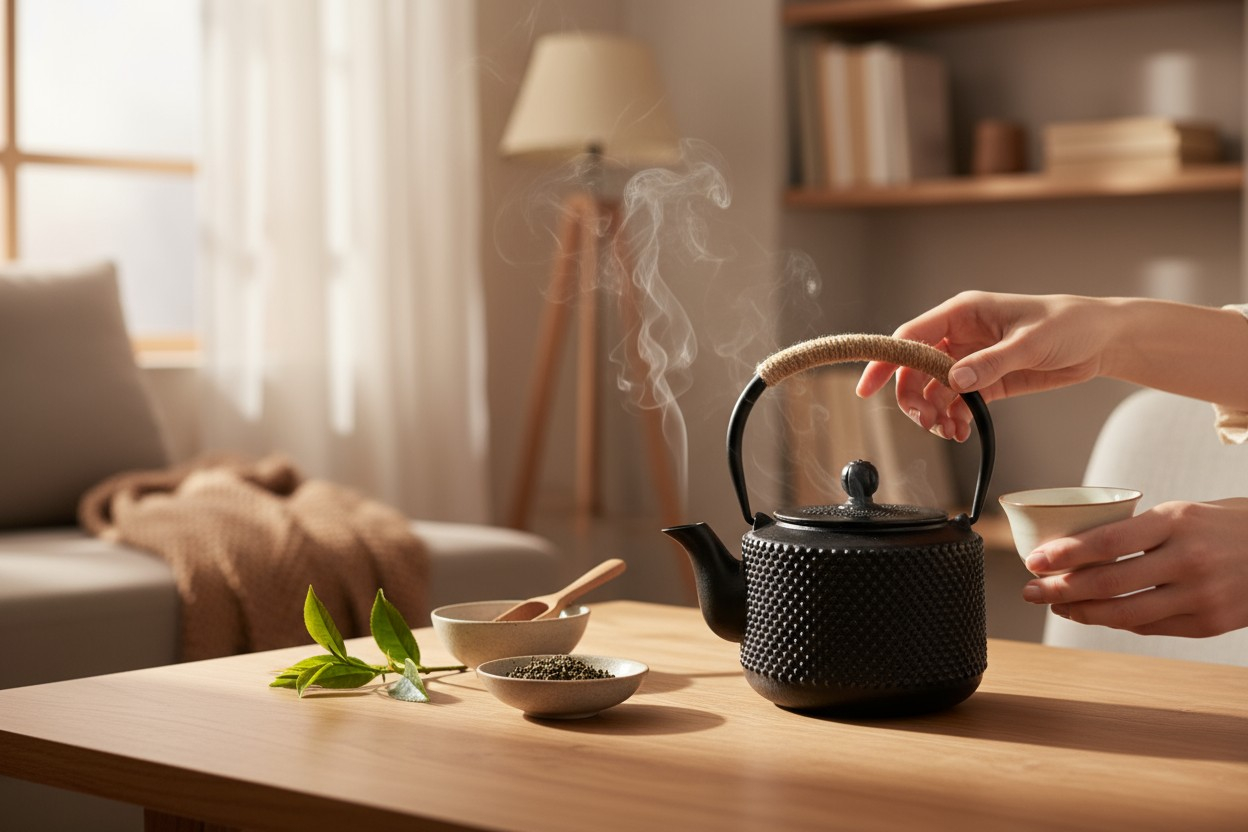 Black Ember Cast Iron Teapot 0.95L | Japanese Teapot - Cup of Tea