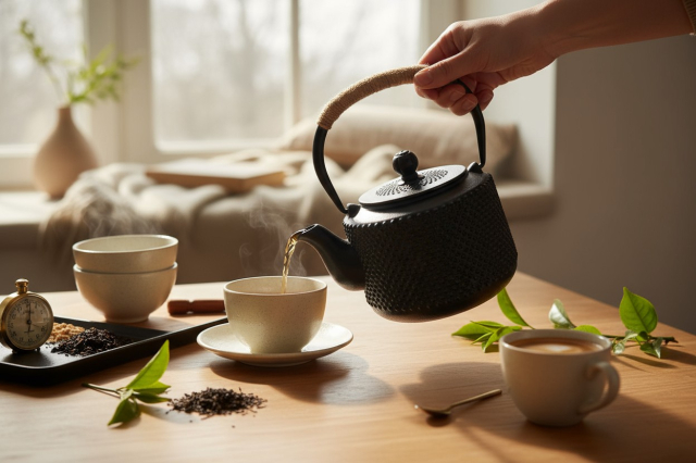 Black Ember Cast Iron Teapot 0.95L | Japanese Teapot - Cup of Tea